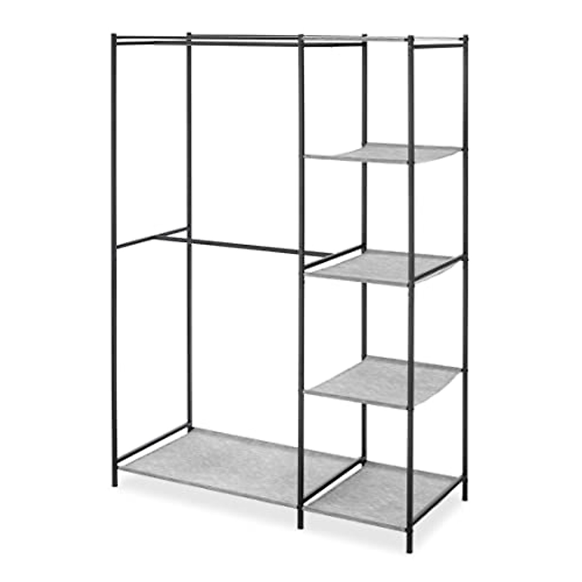 Whitmor Double Rod Closet with Shelves, Gray and Black