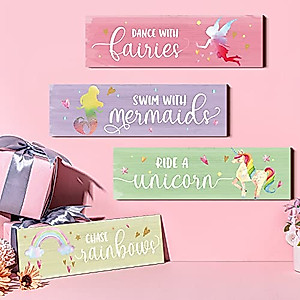 Yulejo Unicorn Rainbow Girls Room Wall Decor Unicorn Rainbow Motivational, Inspirational Wall Art Room, Bedroom Decor for Girls Kids Bedroom Nursery Decorations ()