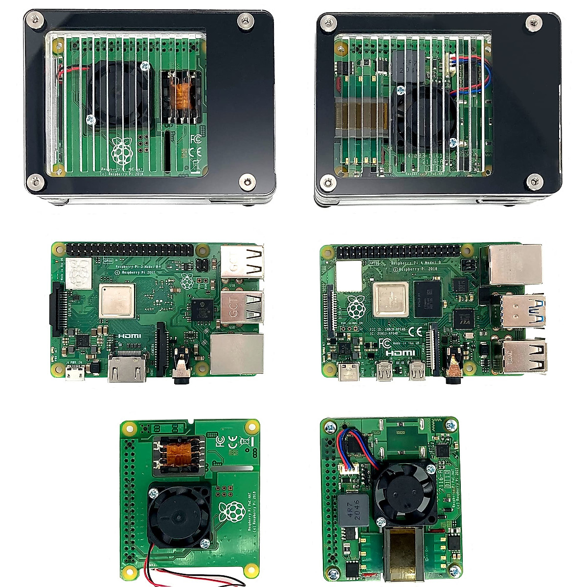 C4Labs Zebra PoE + Case Kit for Raspberry Pi 4B or 3B+ and PoE+ HAT or Official PoE Hat - Black Ice