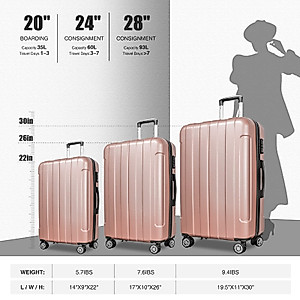 FOCHIER F Carry On Luggage Airline Approved with Spinner Wheels,PC+ABS, 20inch Hard Shell LIghtweight Small Travel Suitcase Carry-On Suitcase With Wheels & TSA Lock,Rose Gold