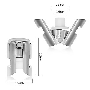 DLAND 3 Pack Stainless Steel Champagne Stopper, Bottle Sealer, Airtight and Leak-proof Stopper Protector (Silver,Black,Rose Gold)