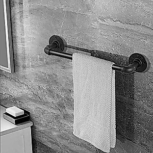 Industrial Pipe Towel Rack Towel Bar 24 Inch, Heavy Duty Wall Mounted Rustic Farmhouse Bath Towel Holder for Bath Bathroom Kitchen