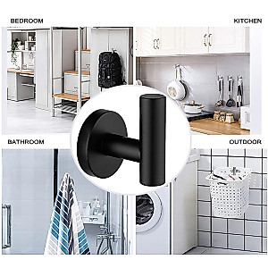 DMOKJER Bath Towel Hooks,SUS 304 Stainless Steel Robe Hook Holder, Coat Hook,Wall Mounted Heavy Duty Robe Hook Holder for Bathroom, 2 Pack (Black)