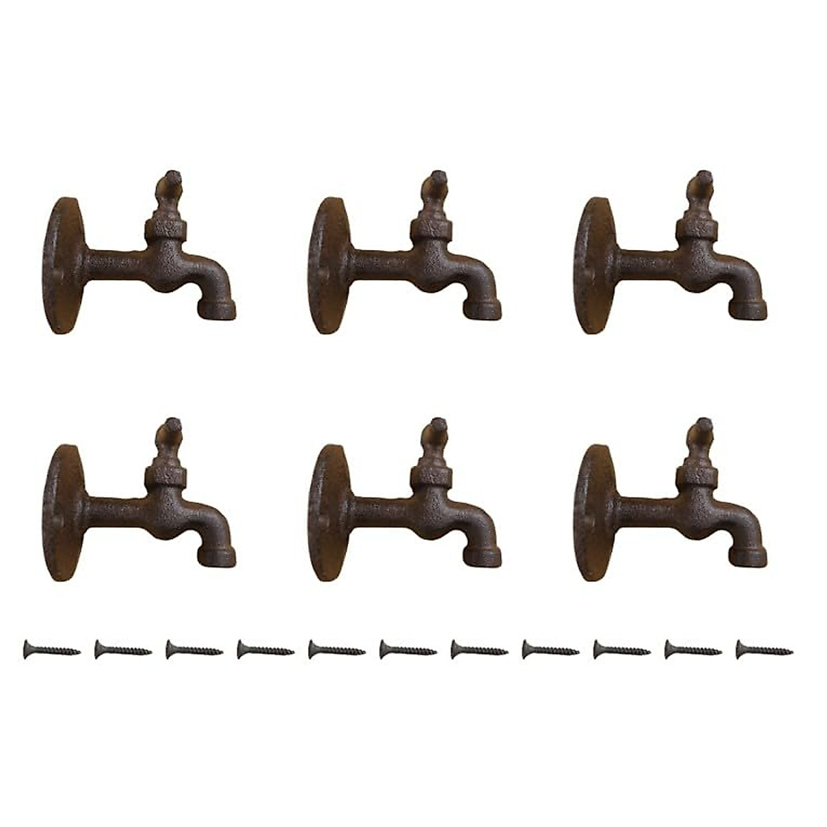 Midwest Craft House 6 Rustic Cast Iron Hooks, Faucet, Spigot Looking, Faux Faucet, Wall Hooks, Coat Hooks, Drawer Pulls