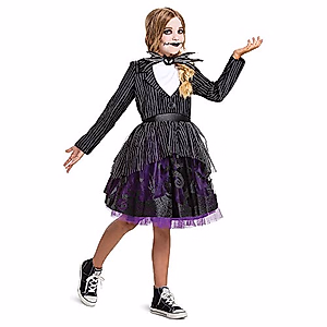 Disguise Jack Skellington Costume for Girls, Official Disney Nightmare Before Christmas Costume, Kids and Tween Size Dress Up Tutu, Small (4-6x)
