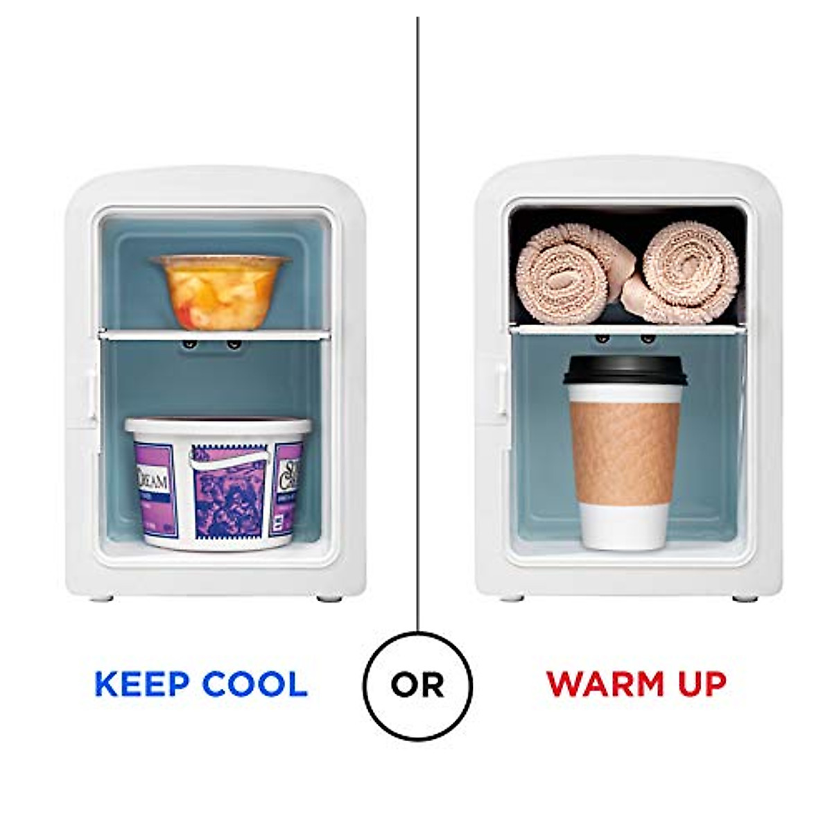 Chefman Portable Mirrored Beauty Fridge With LED Lighting 4 Liter Mini Refrigerator, Skin Care, Makeup Storage, w/Mirror & Light, Chill Serums And Face Masks, For Desktop Or Travel, Cool & Heat