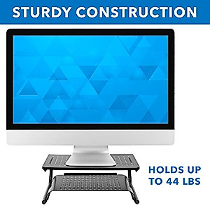MOUNT-IT! 2 Tier Desk Organizer Riser | Computer Monitor Stand with Keyboard Storage Shelf for Desktops, Laptops, Printers, Home Office Space Saver (2 Shelves)