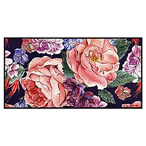Retro Roses Kitchen Rug Non-Slip Kitchen Mats Blue Wildflower Bath Runner Doormats Area Mat Rugs Carpet for Home Decor 39" X 20"