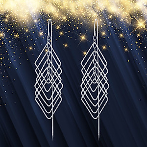 925 Sterling Silver Threader Earrings Geometric Rhombus Tassel Dangle Drop Long Charm Earrings Jewelry Gifts for Women