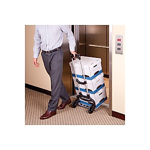 Seville Classics Folding Compact Mobile Hand Truck Aluminum Telescoping Handle 150 lb Capacity Luggage Cart Dolly for Moving, Travel, Groceries, Office w/ Rubber Wheels, Black (New Model)