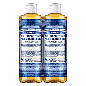 Dr. Bronner’s Pure Castile Liquid Soap Made with Organic Oils, 18-in-1 Uses, Peppermint, 16 oz (2Pack)
