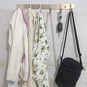 JWZQ Heavy Duty Coat Hooks for Wall Mounted, with 8 Single Hooks, Entryway Hat Rack for Belt, Scarves, Coffee Mug, Umbrella, Key Hooks, 60cm/24