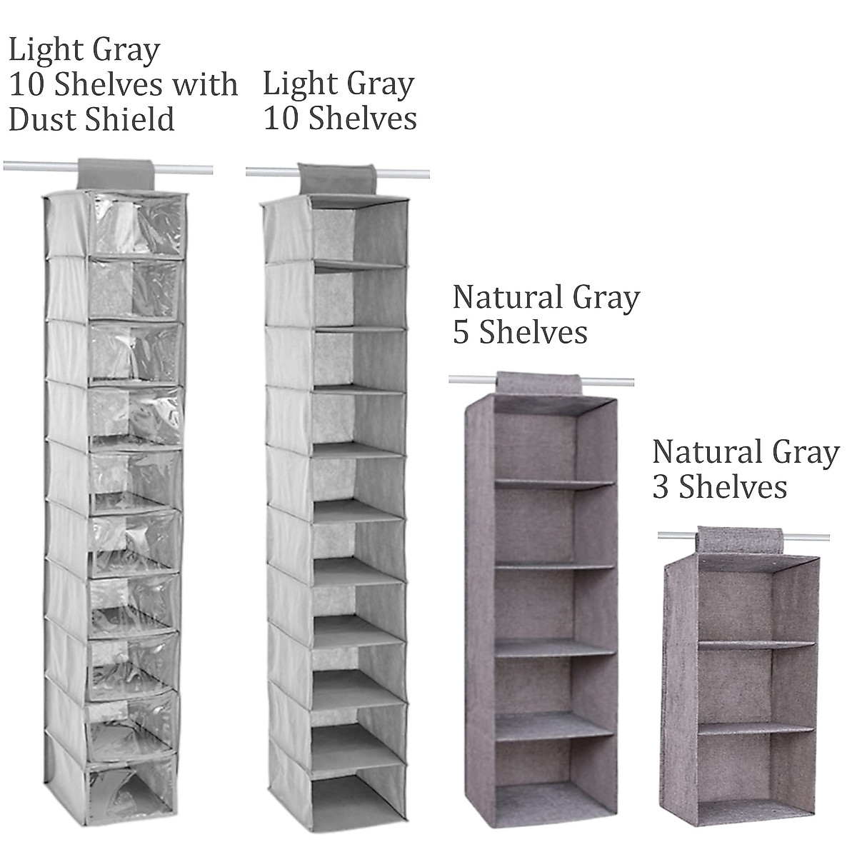 Japarismo Hat Rack Organizer Dust Shield Storage Shelf Hanging Baseball Cap Keep Holder for Closet Clothing and Accessories Shelves (Natural Gray, 3 Shelves 10.6W×10.6D×23.6H)