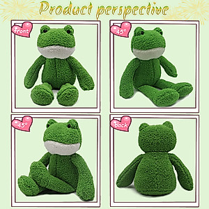 IUTOYYE 14.5 Inch Frog Plush Toy Cartoon Frog Stuffed Animal Plushie Green Soft Plush Cuddly Bedroom Decoration Pillow Birthday Gift for Kids