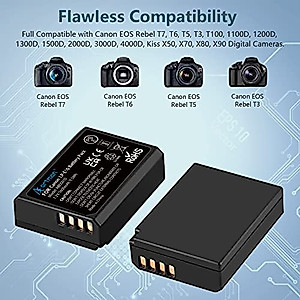 Artman LP-E10 Battery and USB Dual Battery Charger for Canon EOS Rebel T7 T6 T5 T3 T100, Kiss X50 Kiss X70 EOS 1100D/1200D/1300D/2000D Digital Cameras(2-Pack 1600mAh)