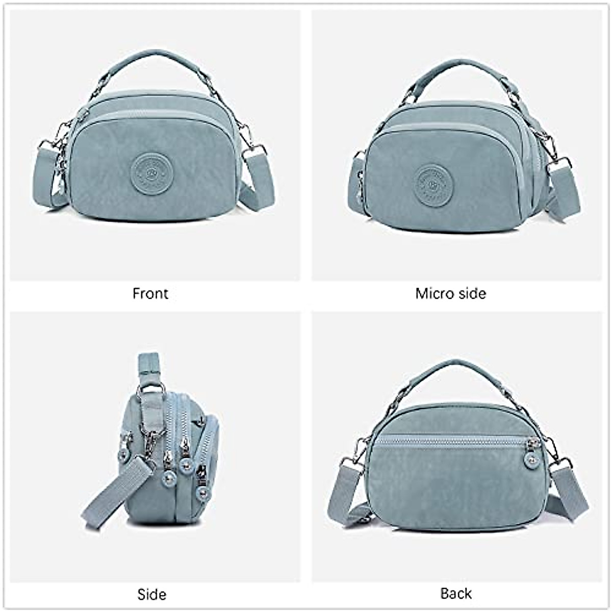 OPXTO-BoBo Lightweight Small Solid Color Crossbody shoulder bag, Nylon Multi-Pocket Cell Phone Purses Wallet for Women. (Classic black)