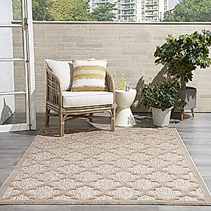 Nourison Easy Care Moroccan Natural Beige 5' x 7' Area -Rug, Trellis, Easy -Cleaning, Non Shedding, Bed Room, Living Room, Dining Room, Backyard, Deck, Patio (5x7)