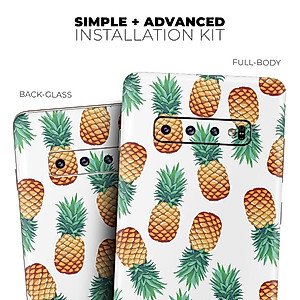 DesignSkinz Summer Pineapple Seamless v1 Protective Vinyl Decal Wrap Skin Cover Compatible with The Samsung Galaxy S20 (Screen Trim & Back Glass Skin)