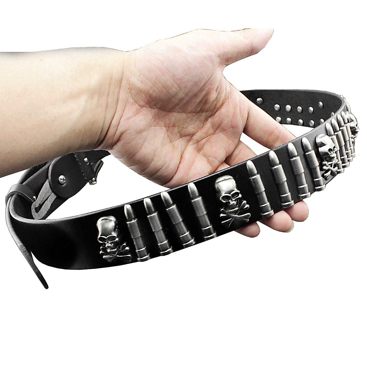 Cool Mens Bullet Skull Stud Punk Rock Biker Real Leather Belt Waistband726146236614