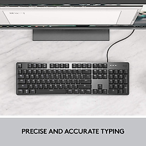 Logitech K845 Mechanical Illuminated Keyboard,Mechanical Switches, Strong Adjustable Tilt Legs, Full Size, Aluminum Top Case, 104 Keys, USB Corded, Windows (TTC Blue Switches) (Renewed)