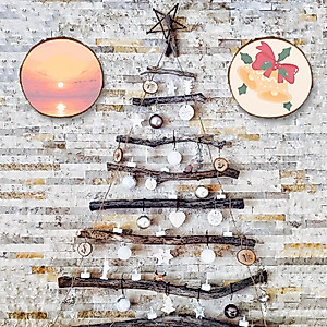 DSYIL 4 Pack Large Unfinished Wood Slices, 7-8 Inch Wood Round Circles with Tree Bark, Rustic Wood Slabs Bulk, Christmas Ornaments Wood Pieces for Rustic Wedding Table Centerpieces Decoration