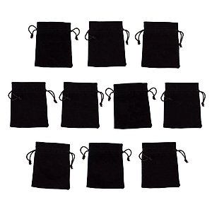 Dice Pouch 10-Pack | 10 Black Drawstring Dice Bags for Transportation and Storage of Polyhedral Tabletop RPG Game Dice | Compatible with D&D and Role Playing Games
