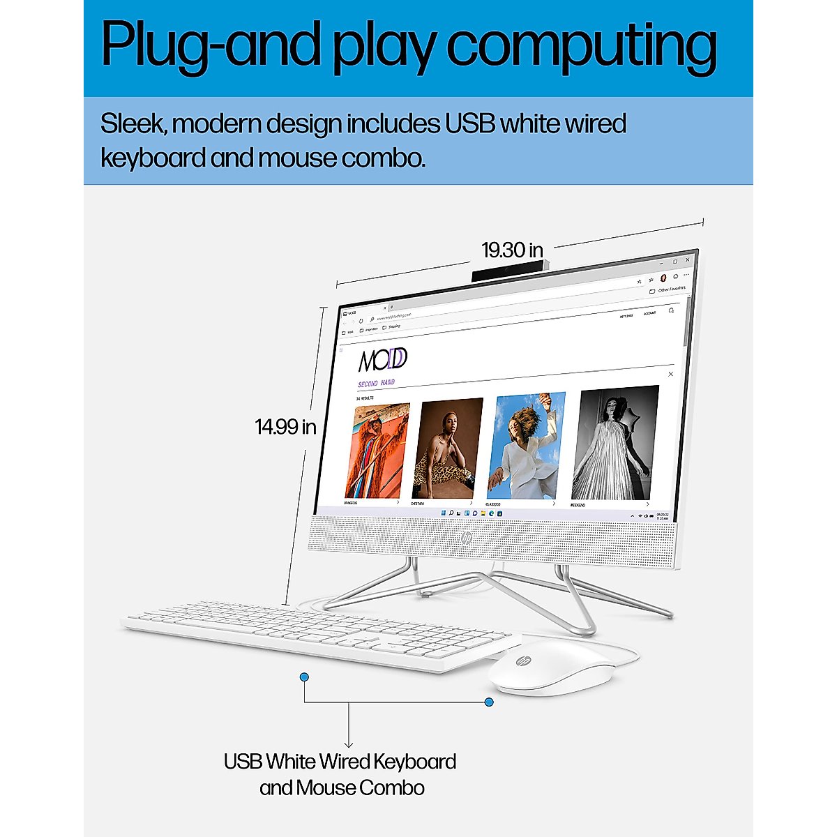 HP All-in-One PC Desk Computer, 21.5" Full HD Micro-Edge Display, AMD Ryzen 3 Processor, AMD Radeon Graphics, 8GB SDRAM, 256GB SSD, Windows11 Home OS, Bluetooth, and Wi-Fi (22-dd0032) (Renewed)