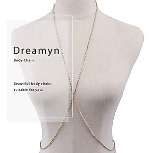 Acenail Boho Sexy Beach Body Chain Crystal Bikini Belt Chains Summer Rhinestone Bra Chain Waist Body Jewelry for Women and Girls (Gold)