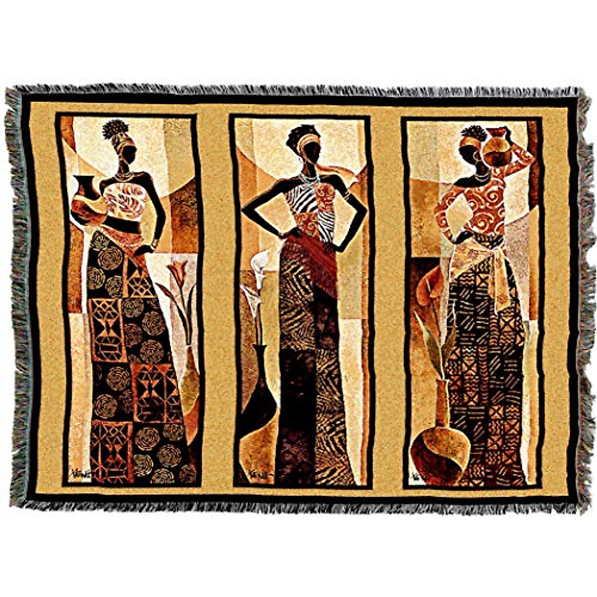 Pure Country Weavers Namirya Blanket by Keith Mallett - African Cultural Gift Tapestry Throw Woven from Cotton - Made in The USA (72x54)