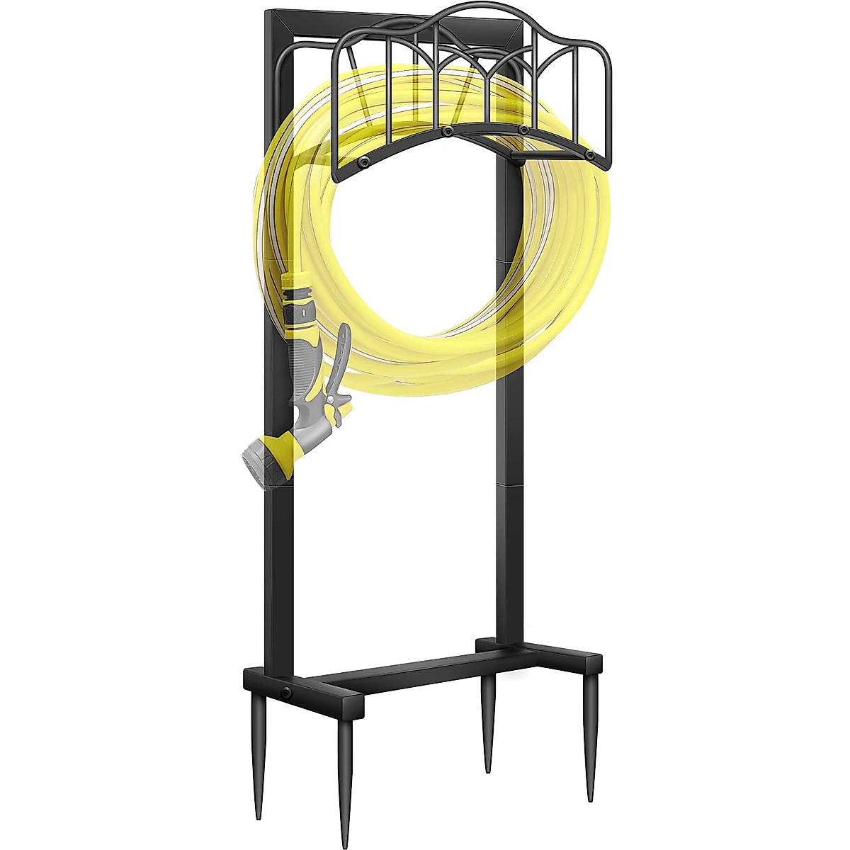 Shomextol Garden Hose Holder -Upgraded Hose Holder Holds 100-feet Hose,Freestanding Heavy Duty Hose Hanger,Sturdy Hose Stand and Hose Storage Rack for Lawn & Yard,Black