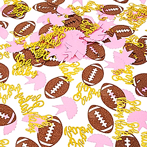 300 Counts Gender Reveal Confetti Baby Touchdowns or Tutus Table Confetti Football Confetti Red and Gold Summer Confetti Sprinkle Paper Scatter Girl Gender Reveal Party Decorations (Football)