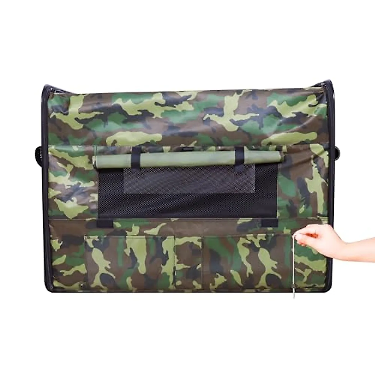 Go Pet Club 43" Soft Collapsible Dog Crate, Portable Pet Carrier, Thick Padded Pet Travel Crate for Indoor & Outdoor, Foldable Kennel Cage with Durable Mesh Windows, Forest Green Camo