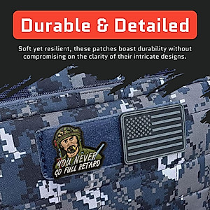 Never Go Full Retard PVC Patch: Humorous Morale Patch with Hook and Loop - Funny Tactical Military Patches, Tropic Thunder, Morale Patches for Backpacks, Helmet and Other Military Tactical Gears