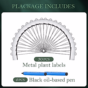 Cureder 30 Pack Metal Plant Labels for Outdoor Garden Waterproof Plant Markers, Labels Garden Markers for Seedlings Herbs Vegetable Greenhouse Gifts, with Pen