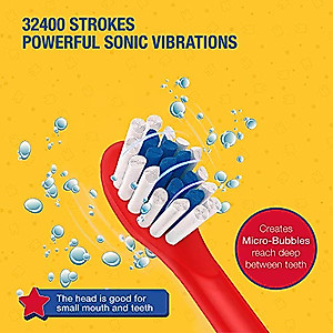 4-Pack Replacement Toothbrush Heads- Sonic V200 Rechargeable Kids Electric Toothbrushes, 7X More Plaque Removal, End-Rounded Soft Bristles, Comfortable & Efficient Clean Teeth, Perfect for Kids