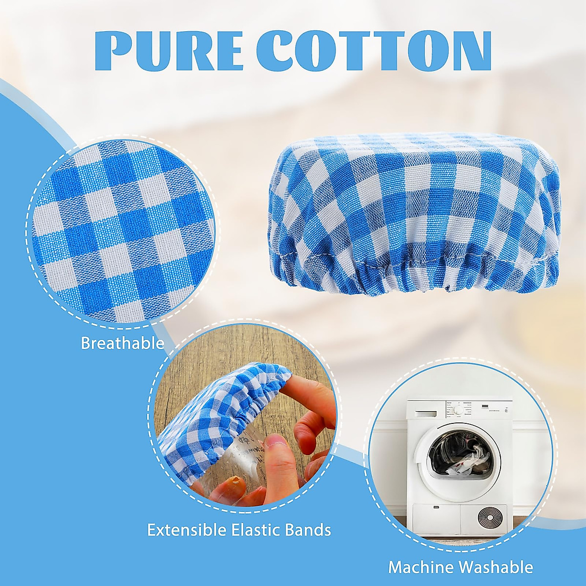 Andibro 6Pcs Jar Cover Cloth, Sourdough Starter Jar Cloth Covers Breathable Fabric Covers Reusable Cotton Cloth Covers for 3-4 Inch Jar Mouth Baking Supplies