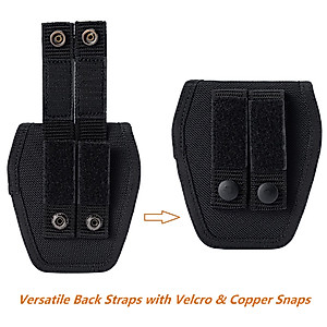 TACNEX Handcuff Case w/Belt MOLLE Strap Clip Cuff Pouch fits Standard Chained/Hinged Handcuffs Nylon Holster Holder Police Law Enforcement Security Corrections Officer Top Flap w/Snap