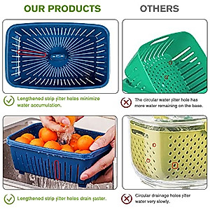 shopwithgreen 3 Pack 68oz Berry Keeper Container, Fruit Produce Saver Food Storage Containers with Removable Drain Colanders, Vegetable Fresh Keeper Set | Refrigerator Organizer
