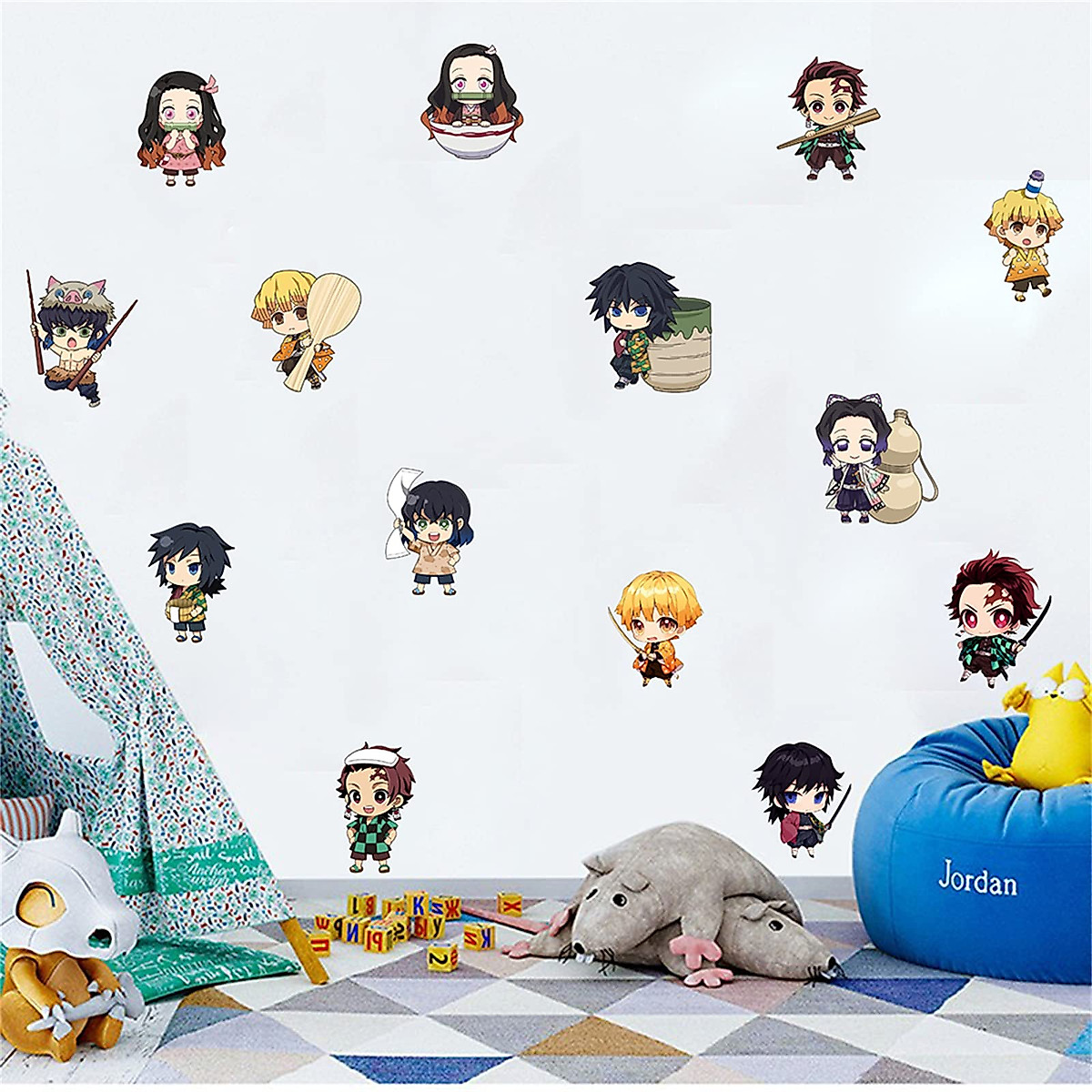 Demon Slayer Wall Stickers,Peel and Stick Removable Wall Decals Anime Stickers for Kids Nursery Bedroom Living Room Decorations