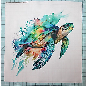 Fabric Panel 8"x8" Turtle 100% Cotton Quilting Panel Square AM14590