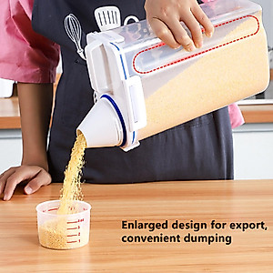 2 Pcs 5 lb Rice Dispenser Flour Storage Container, Airtight Dry Food Storage Bin with Pouring Spout & Measuring Cup, Kitchen Pantry Plastic Clear Jars for Oatmeal, Grain, Cereal, Pasta, Dog Pet Food