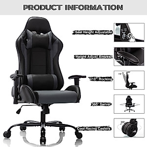 AFO High Back Desk Ergonomic Adjustable Computer Gaming Chair, Grey