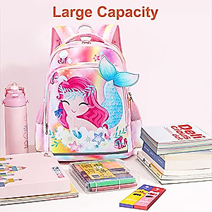 LEDAOU Kids Preschool Backpack Girls Kindergarten BookBag Elementary Waterproof Galaxy School Bag 7 Pockets with Chest Strap