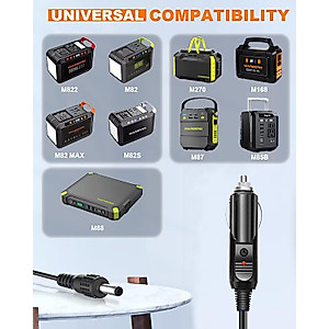 MJPOWER 12V/24V DC Car Charger Cable Compatible MARBERO M82 M82MAX M822 M822MAX M85B M87 M88 M168 M270 Portable Power Station Solar Generator Lithium Battery 6.6 Feet DC Power Cord Adapter