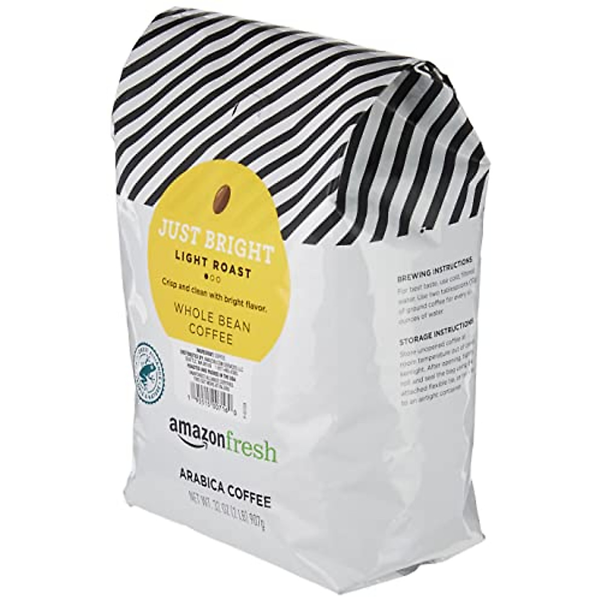 AmazonFresh Just Bright Whole Bean Coffee, Light Roast, 32 Ounce