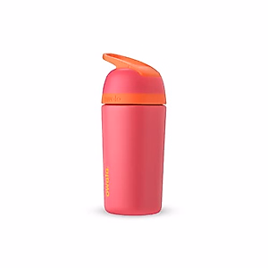Owala Kids Flip Insulation Stainless Steel Water Bottle with Straw, Locking Lid Water Bottle, Kids Water Bottle, Great for Travel, 14 Oz, Pink and Orange