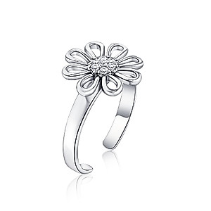 Hoops & Loops Sterling Silver Cubic Zironica Flower Toe Ring
