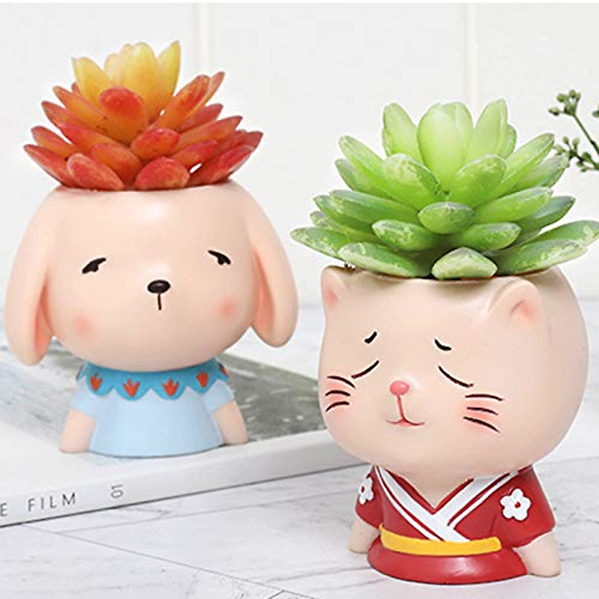 MileHouse Cartoon Figure Plants Planter Pot, Desktop Decorative Ceramic Flower Pot, Handicraft Bonsai Planters 6
