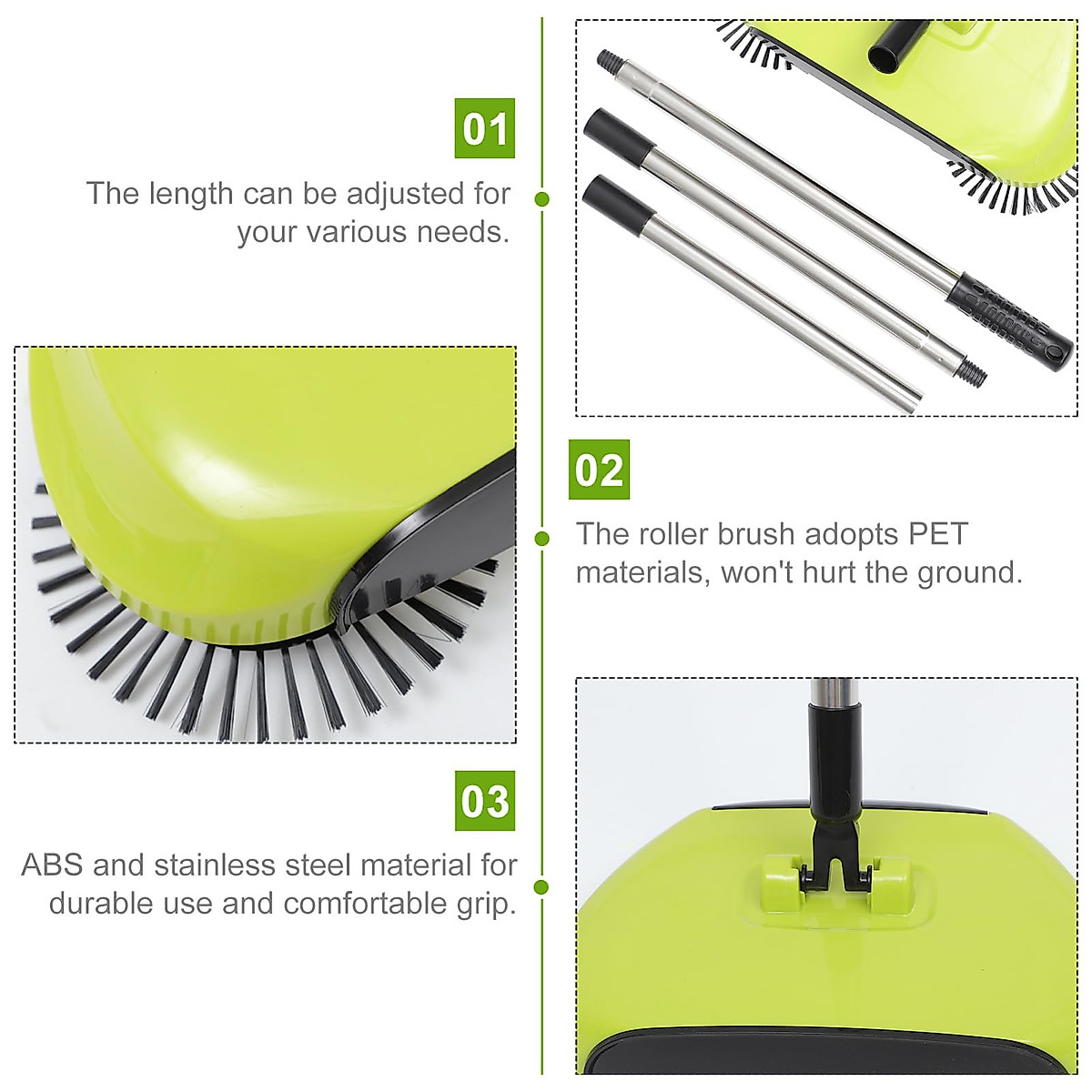 Ciieeo 3 1 Stainless Steel Handle Floor Cleaner Mop Multi-Function Cleaning Tool Lazy Broom Hand Sweeper and Pan - Mop Set Dustpan Sweep and Drag to Rotate