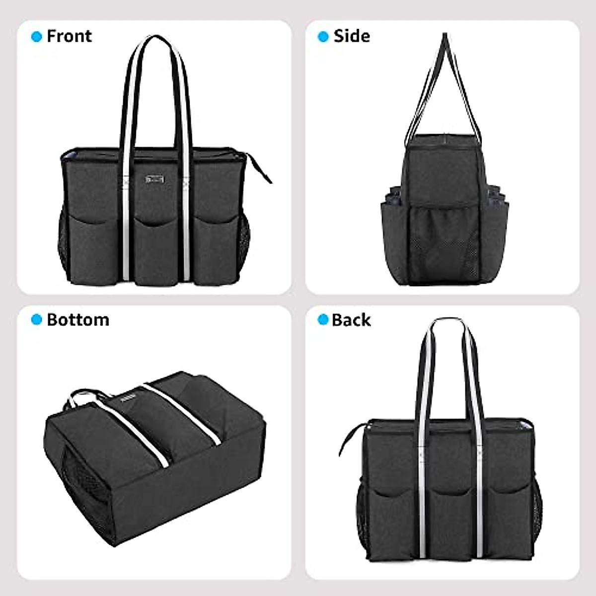 Trunab Utility Tote Bag for Teacher Nurse Bag and Tote for Work for Women with 15.6” Laptop Sleeve, Multiple Pockets, for Office, Business, Hospice Visit, Home Health Care, Craft